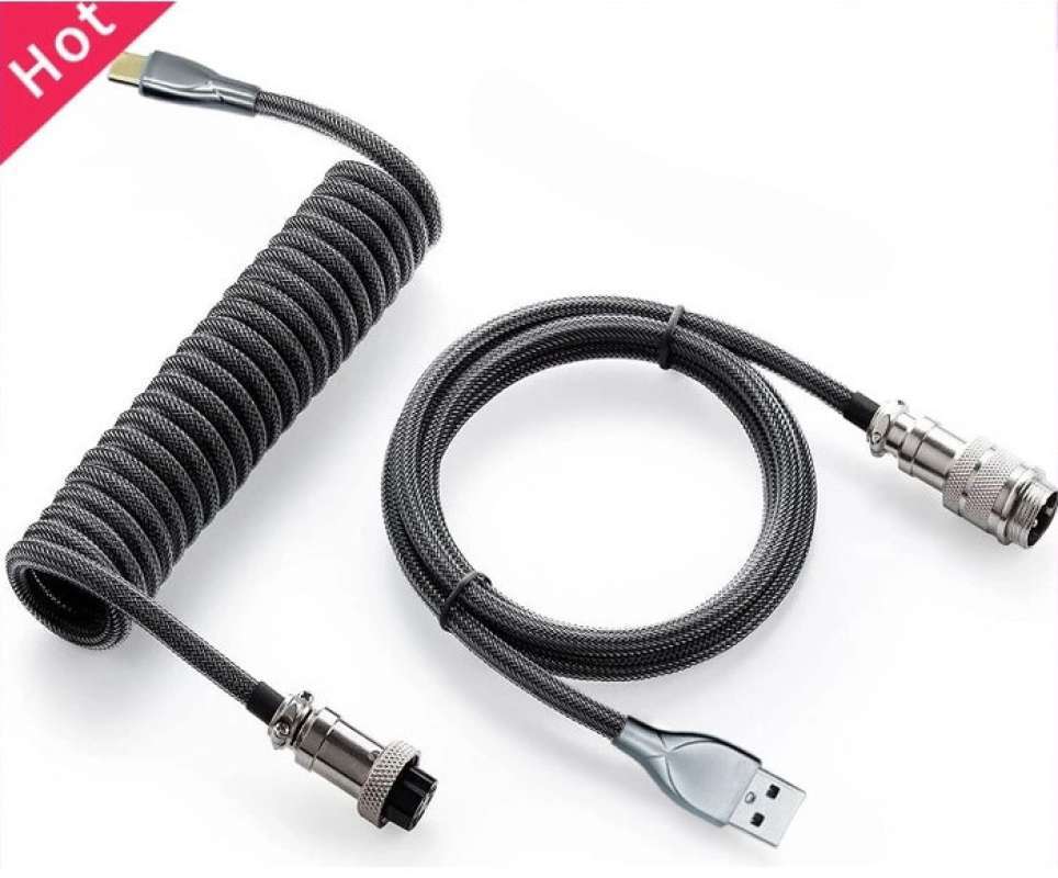 Jual Mechanical Keyboard Coiled Cable Wire Type C Aviation Connector ...