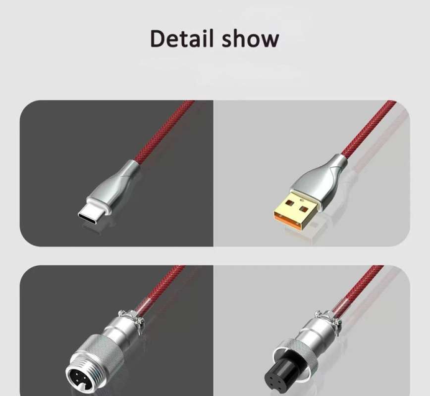 Jual Mechanical Keyboard Coiled Cable Wire Type C Aviation Connector ...