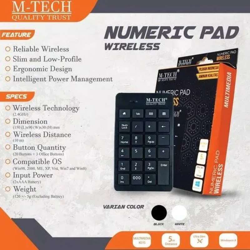Jual Keyboard Angka Wireless Wireless Numeric Keyboard M-tech Wireless ...