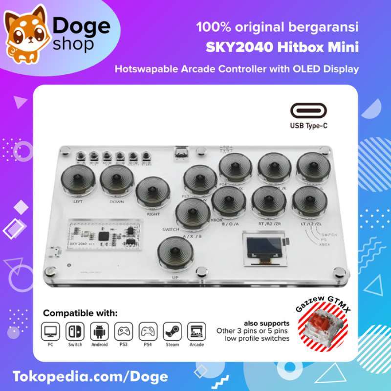 Jual Sky2040 Hitbox Mini Flatbox Hotswapable Rgb Oled Fight Arcade ...