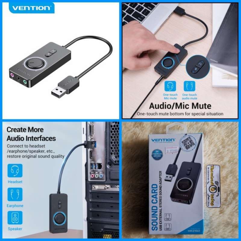 Jual Vention Cdr Sound Card Eksternal Usb To 3.5mm Ctia Omtp Soundcard ...