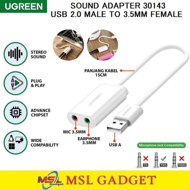 Jual Ugreen Adapter Sound Card External Usb To Aux Jack 3.5mm Stereo ...