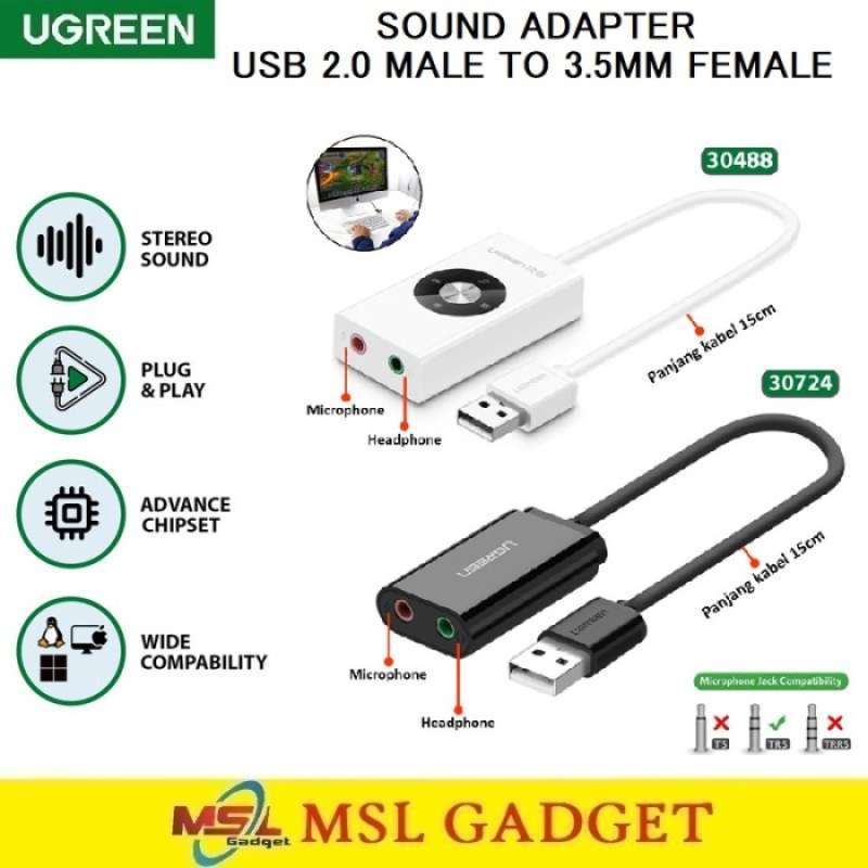 Jual Ugreen Adapter Sound Card External Usb To Aux Jack 3.5mm Stereo ...