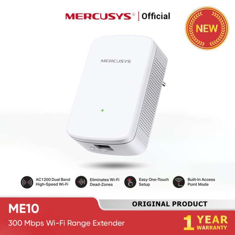 Jual Mercusys Me10 300 Mbps At 2.4 Ghz Wi-fi Range Extender With Any ...
