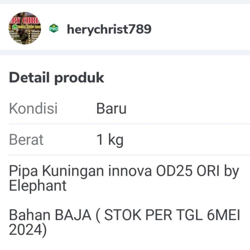 Jual Pipa Kuningan Innova Od25 Ori By Elephant Di Seller Velvet Store ...