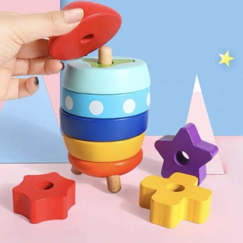 Jual Rocket Station Stacking Tower / Roket Kayu / Shapes Color Recognition Di Seller Sweet Shop ...