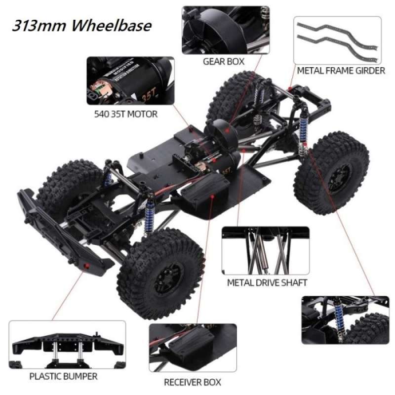Jual Injora Austar Kit 313mm Wheelbase 1/10 Rc Crawler Adventure Scx10 ...