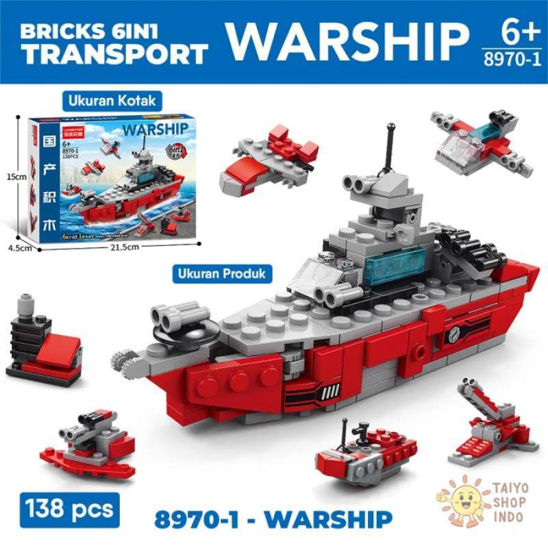 Promo Taiyo Mainan Block 6 In 1 Transrt 3d Bricks Vehicle Kendaraan ...