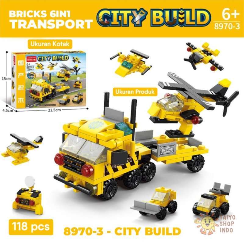 Promo Taiyo Mainan Block 6 In 1 Transrt 3d Bricks Vehicle Kendaraan ...