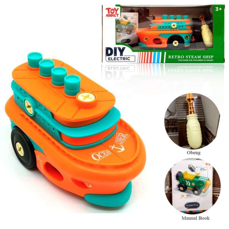 Jual Toy Addict Diy Kendaraan Retro Playset Mainan Anak - Steamship Di ...