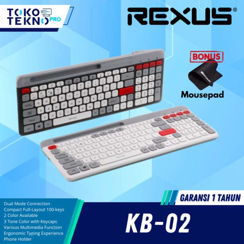 Promo 100% Produk Ori Rexus Kb02 / Kb-02 Keyboard Dual Connection ...