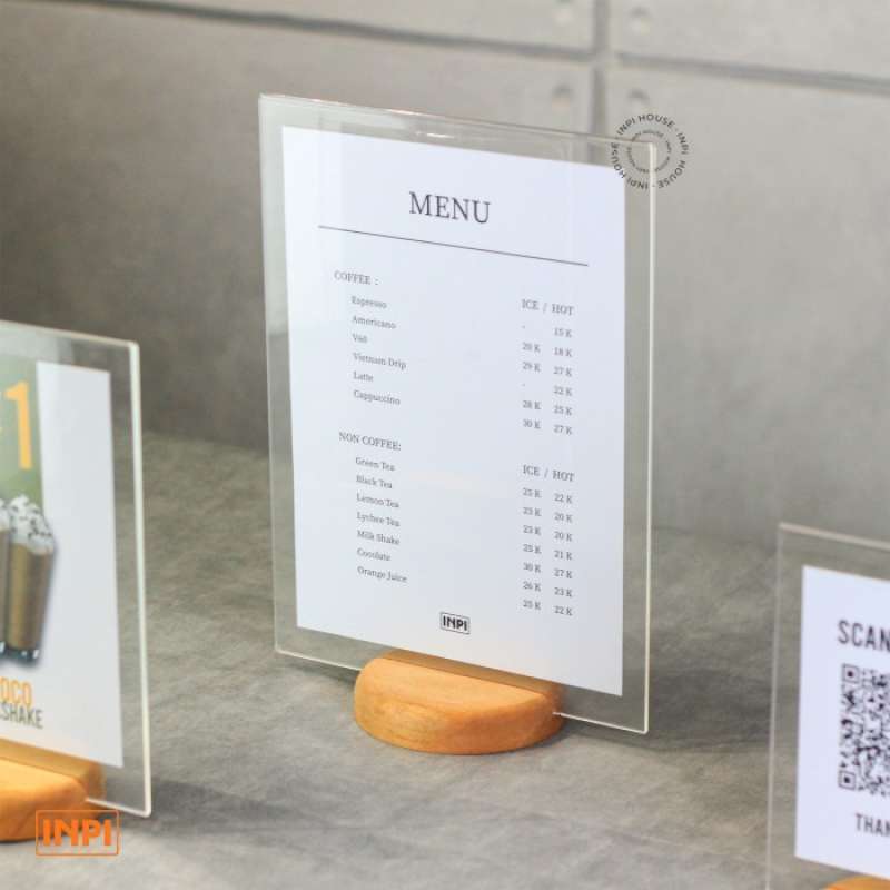 Jual Sign Standing Menu Kayu Akrilik Bening - Inpi - A6 Di Seller ...