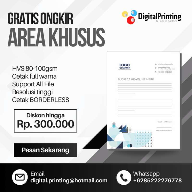 Jual Cetak Kop Surat A4 Borderless - Full Color - 80 Gsm Di Seller ...