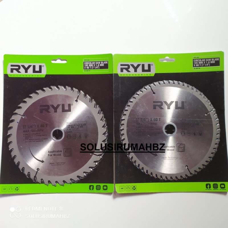 Jual Mata Gergaji 07 In Or 185mm Ryu Saw Blade Circular Saw 185 Mm 7 7 ...