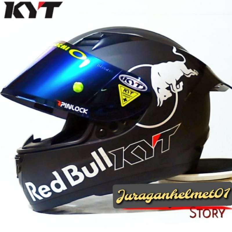 Jual Helm Full Face Kyt R10 Solid Black Doff|matt Paket Ganteng Redbull ...