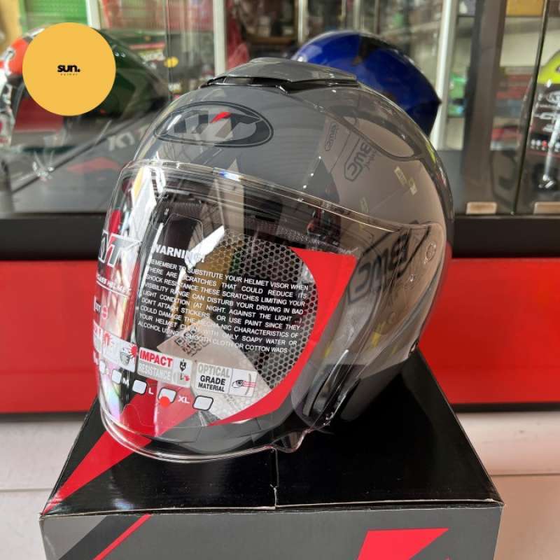 Jual Helm Half Face Kyt Kyoto Solid Gorilla Grey Gray Abu Gloss Di ...