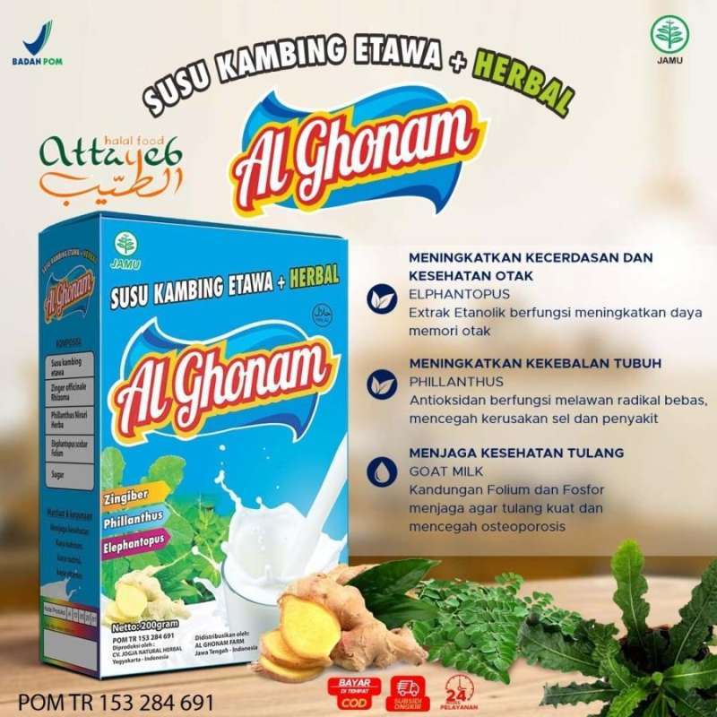 Jual Al Ghonam Milk 5in1 Susu Kambing Etawa 200g +daun Kelor Gama Emas ...