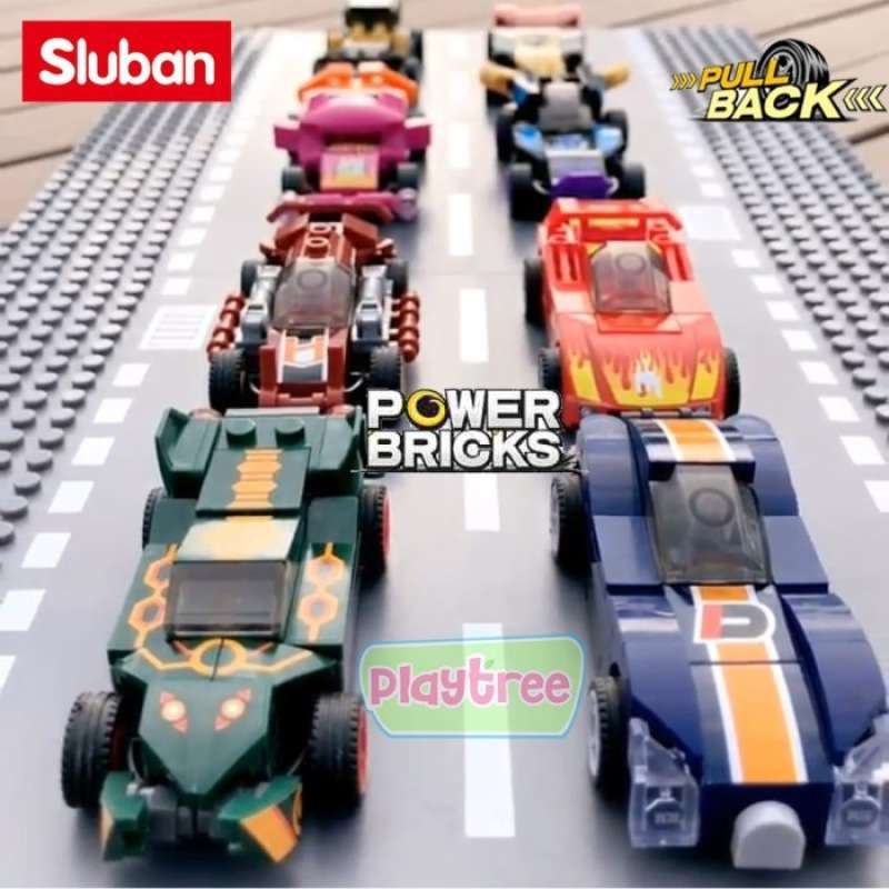 Promo Sluban - Mainan Balok Susun Bricks Mobil Balap Power Pull Back ...