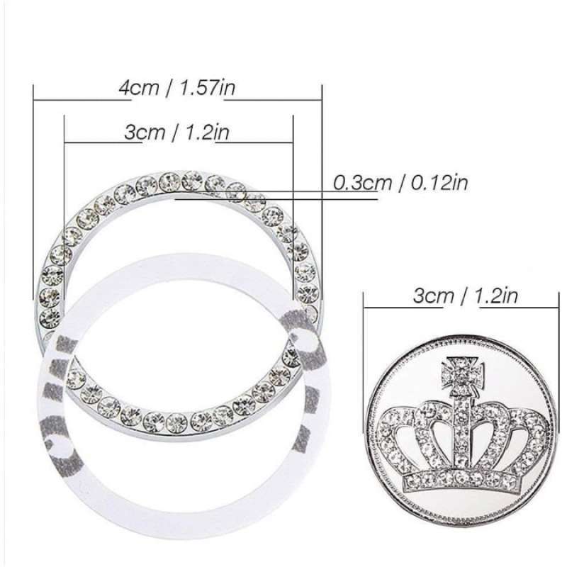 Jual Cover Ring Push Start Engine 2 In 1 Diamond + Crown | Bingkai Emblem - Merah Muda Di Seller ...