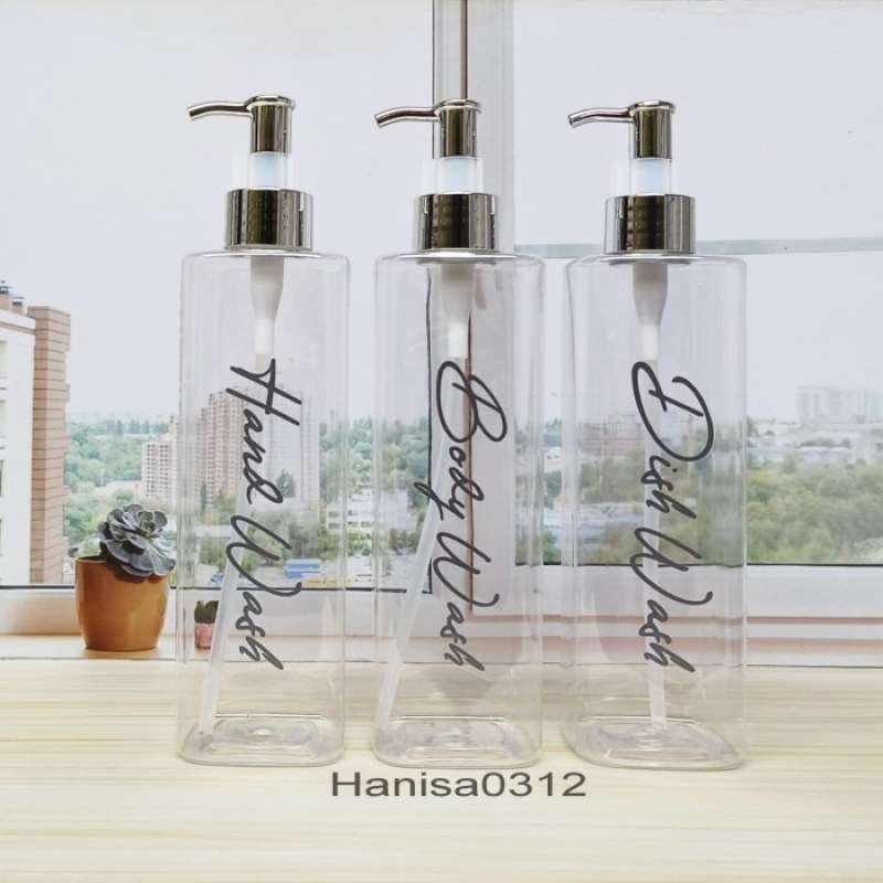 Jual Botol Tempat Sabun Cair Pump 500 Ml Clear Luxury Silver Estetik ...