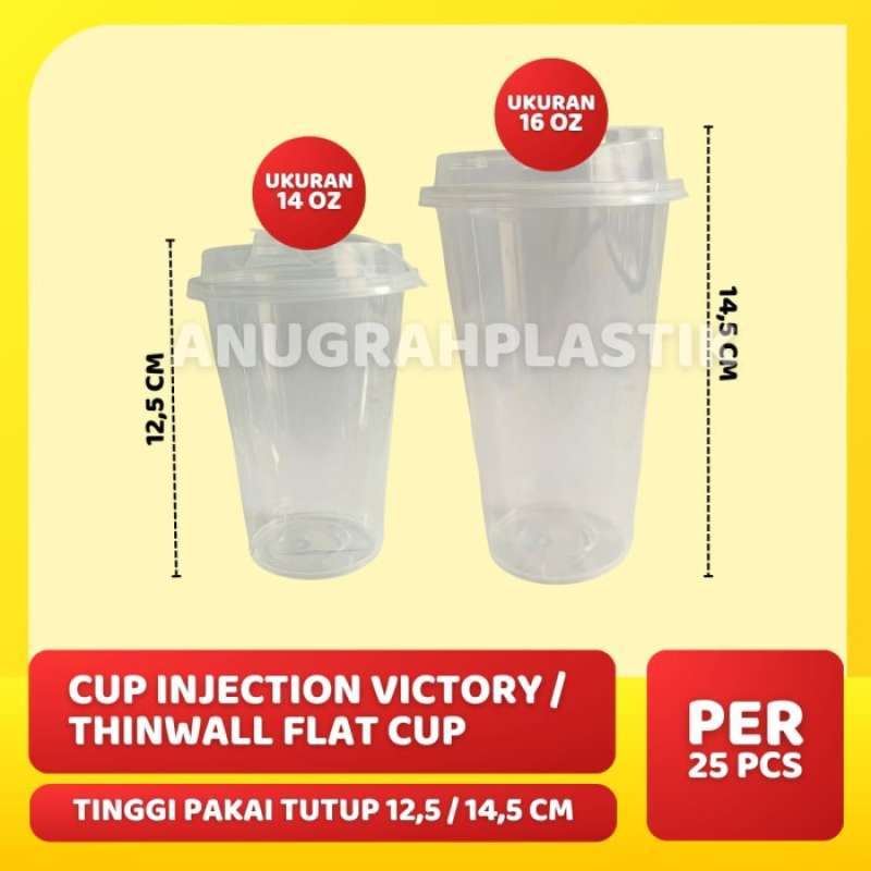 Jual Cup Injection Victory /gelas Plastik Polos / Thinwall Flat Cup ...