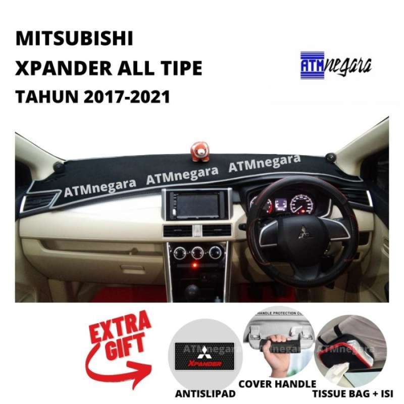 Promo Aksesoris Cover / Karpet Dashboard Mobil Mitsubishi Xpander - List Putih, Bonus Tissuebag ...