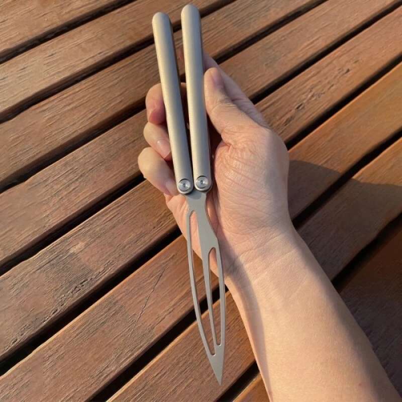 Jual Elegant Titanium Pinsless Balisong Trainer Edc Channel Handle Di ...