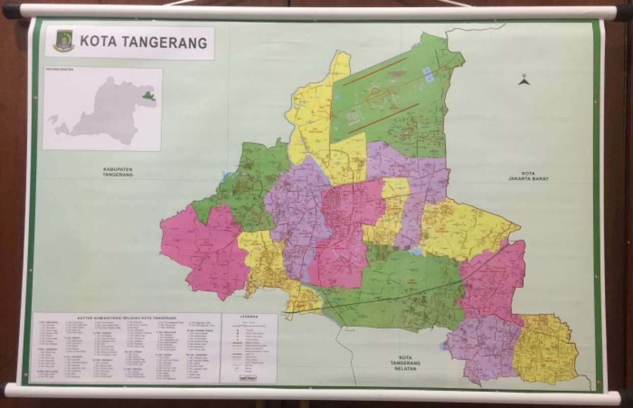 Promo Peta Kota Tangerang Peta Dinding Diskon 23% Di Seller Zawaru ...