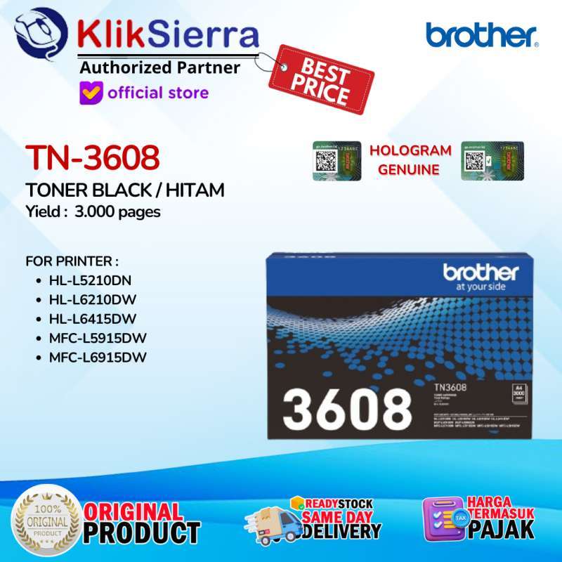 Jual Brother Tn-3608 Toner Black Original - For Printer L5210dn ...