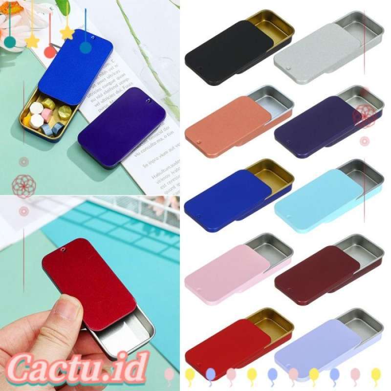 Jual Cactu Kotak Besi Mini Slide Cover Wadah Metal Kaleng Kosong ...