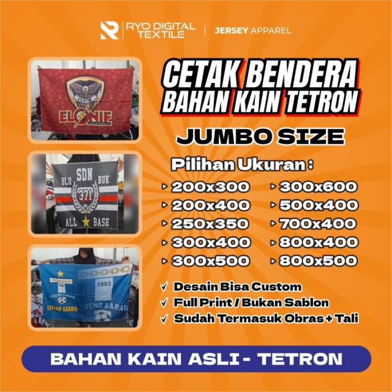 Jual Cetak Bendera Ukuran Besar Full Print Custom - Bahan Kain Tetron Di Seller Raindrop ...