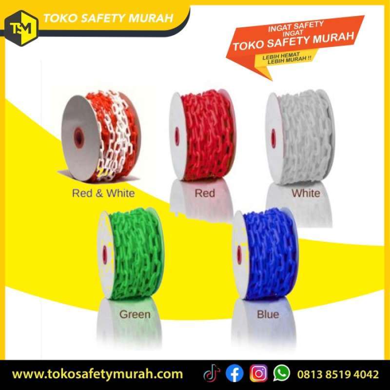 Jual Rantai Plastik Pvc 6mm Panjang 25 Meter Penghubung Traffic Cone ...