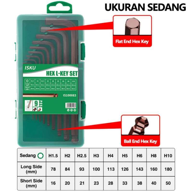 Jual Isku Kunci L Set 9pcs Long Torx Hex Key Set /s2 Kunci L Ballpoint Di Seller Yama ...