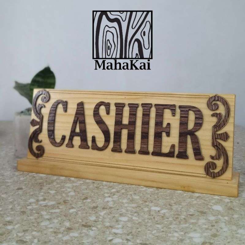 Jual Tulisan Kasir Cashier Kayu Ukir Sign Board Meja Duduk Counter ...