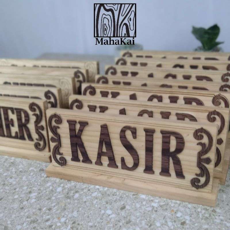 Jual Tulisan Kasir Cashier Kayu Ukir Sign Board Meja Duduk Counter ...