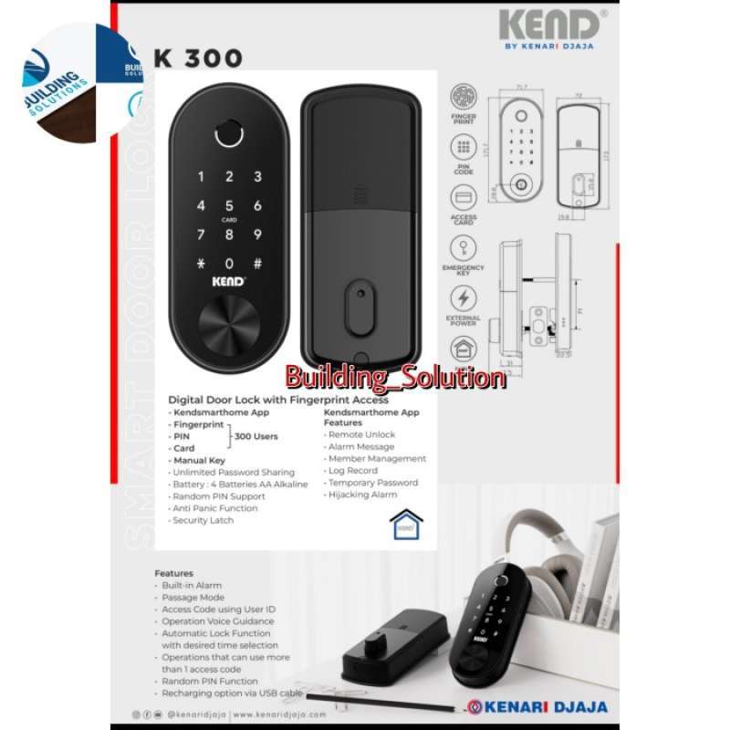 Jual Kend Original Smart Digital Rimlock K300 - Kunci Digital Rim Lock ...
