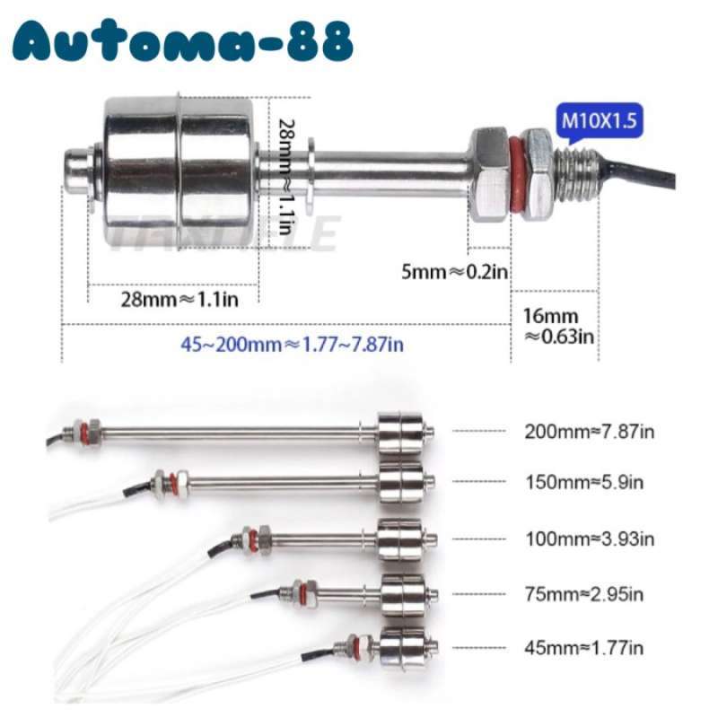 Jual Stainless Steel Float Switch 10cm 15cm 20cm 30cm Level Sensor ...