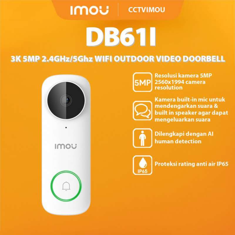 Jual Imou Db61i 3k 5mp 2.4ghz/5ghz 2 Way Audio Wifi Outdoor Video Doorbell - 32gb Di Seller ...