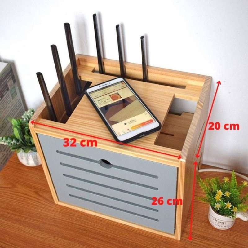 Jual Rak Router Wifi Storage Box Dan Tempat Stop Kontak - Grey - Tutup ...