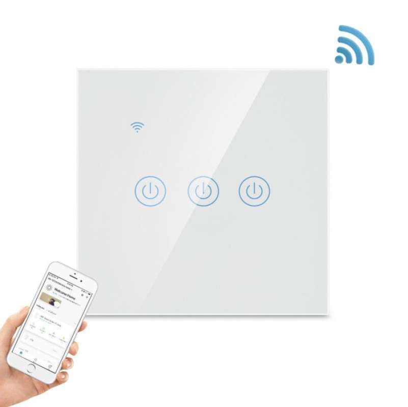 Jual Smart Wall Switch 3 Gang Wifi Touch - Saklar Lampu Pintar - Putih ...