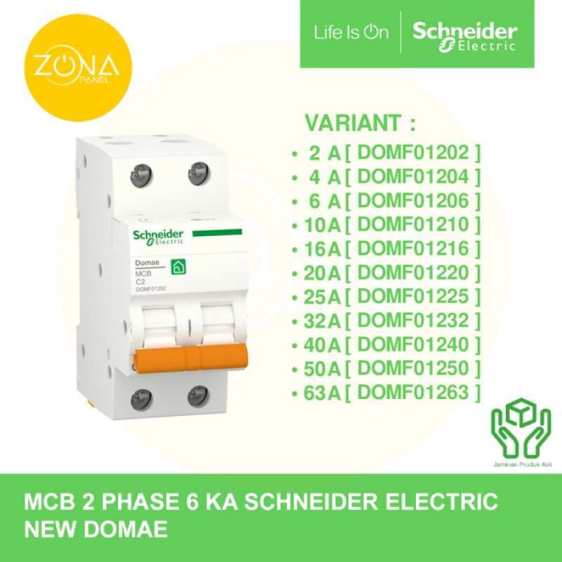 Jual Mcb Schneider New Domae 2p 2a 4a 6a 10a 16a 20a 25a 32a 40a 63a Ori - 16a Di Seller Shin ...