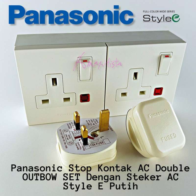 Jual Stop Kontak Ac Double Panasonic Style E Putih Outbow Set + Steker ...