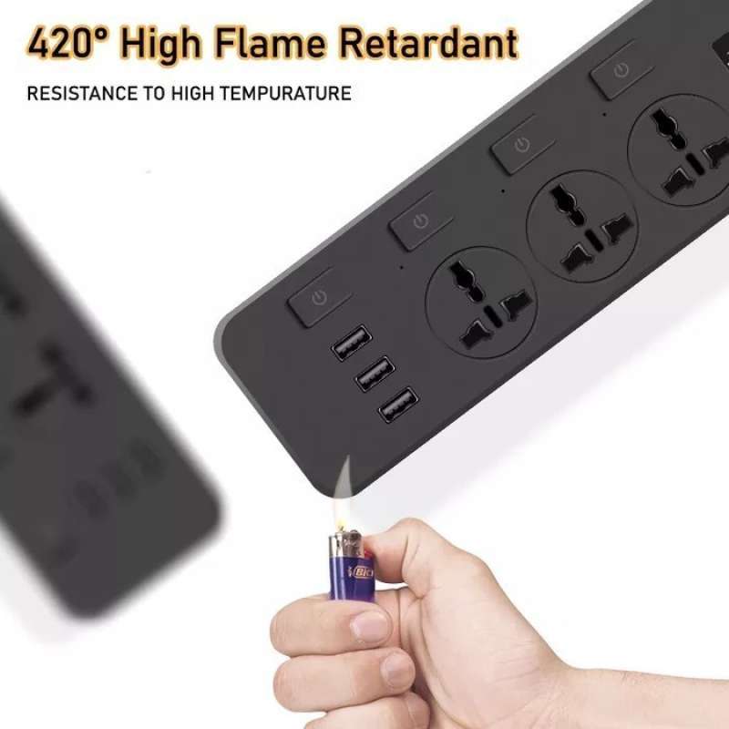 Jual Smart Switch T14 Stop Kontak 3 Power Socket 3 Usb Port Power Strip - Hitam Di Seller Shin ...