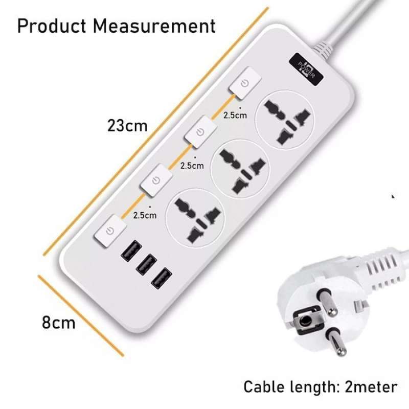 Jual Smart Switch T14 Stop Kontak 3 Power Socket 3 Usb Port Power Strip - Hitam Di Seller Shin ...