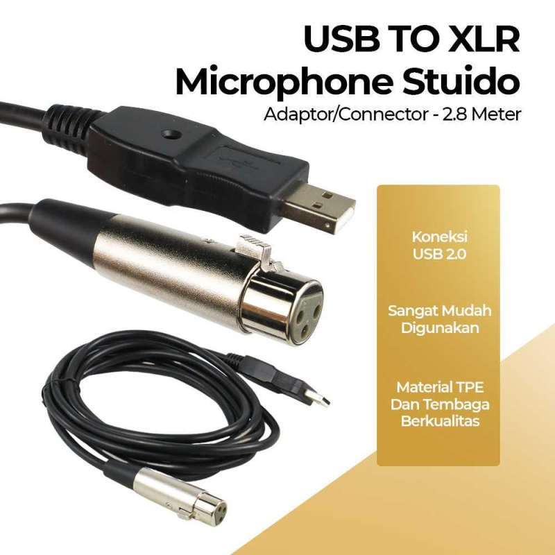Jual Usb To Xlr Microphone Studio Audio Adaptor Connector 2.8m Ay12 ...