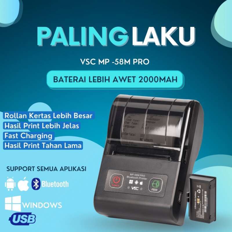 Promo Mobile Printer Bluetooth Thermal Struk Kasir/ppob 58mm Vsc Mp-58m Pro Diskon 63% Di Seller ...