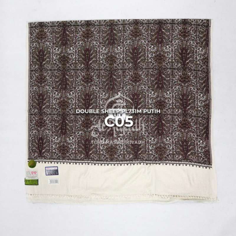 Jual Sorban Impor Kashmiri Sulam Double Sheep Pl731m Putih Full Motif ...