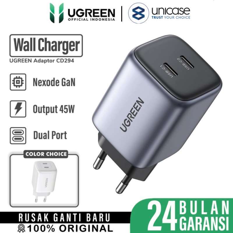 Jual Wall Charger Kepala Adaptor Usb Type C Ugreen W Gan Pd Qc Charging C To Lightning Di