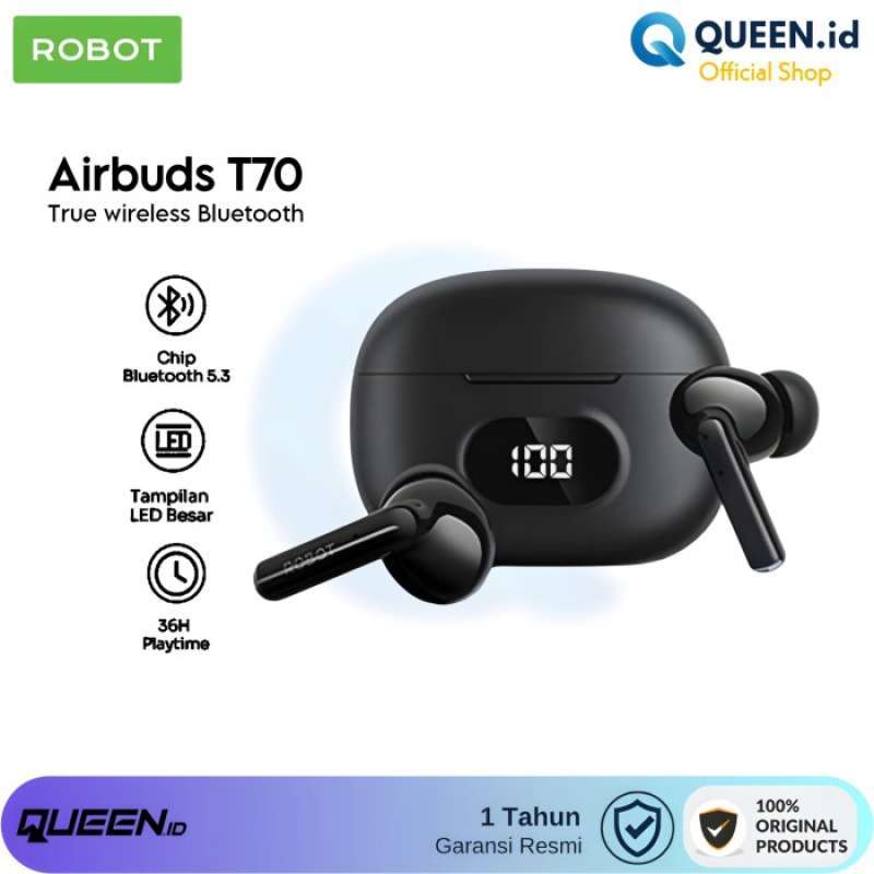 Promo Robot T70 Tws True Wireless Earbuds Headset Bluetooth Airbuds Led ...