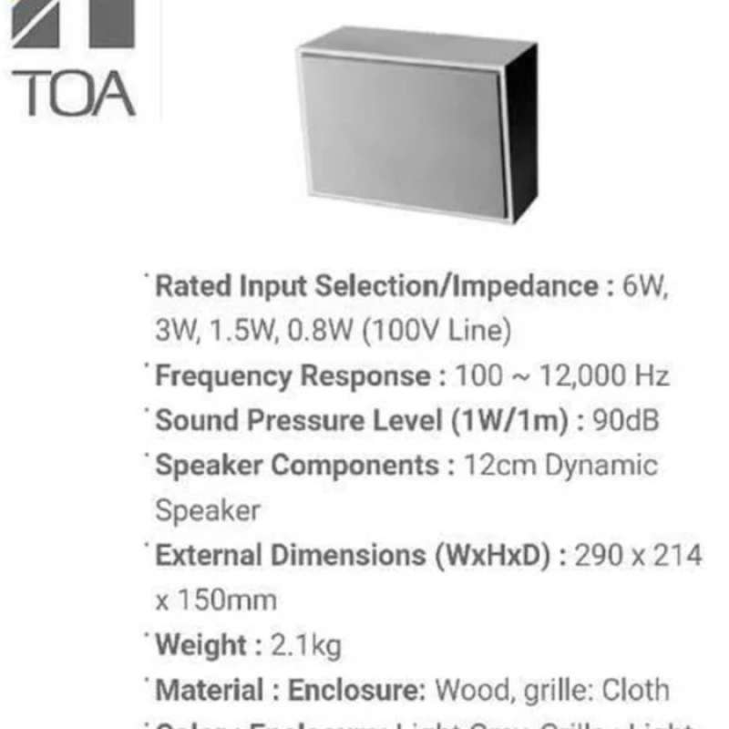 Promo Speaker Toa Zs-062.speaker Kotak Diskon 23% Di Seller Ryoma Store ...